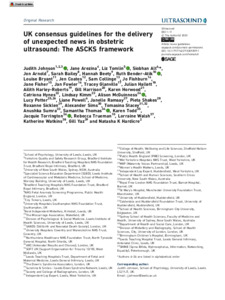 UK consensus guidelines for the delivery of unexpected news in obstetric ultrasound: The ASCKS ...